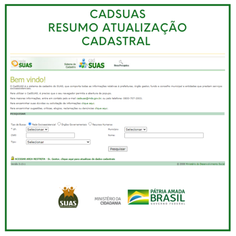 CADSUAS: orientações sobre atualização de dados no sistema – alteração ...